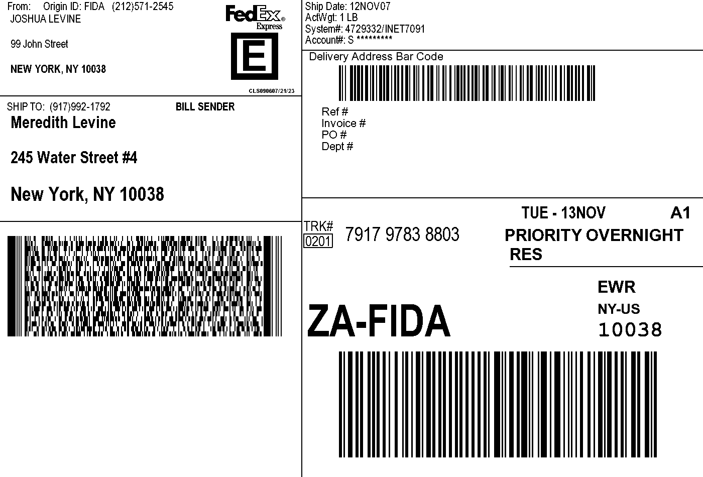 FedEx Ship Manager Label 791797838803